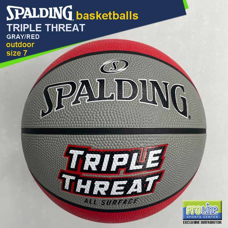 SPALDING Triple Threat Gray/Red Original Outdoor Basketball Size 7 ...