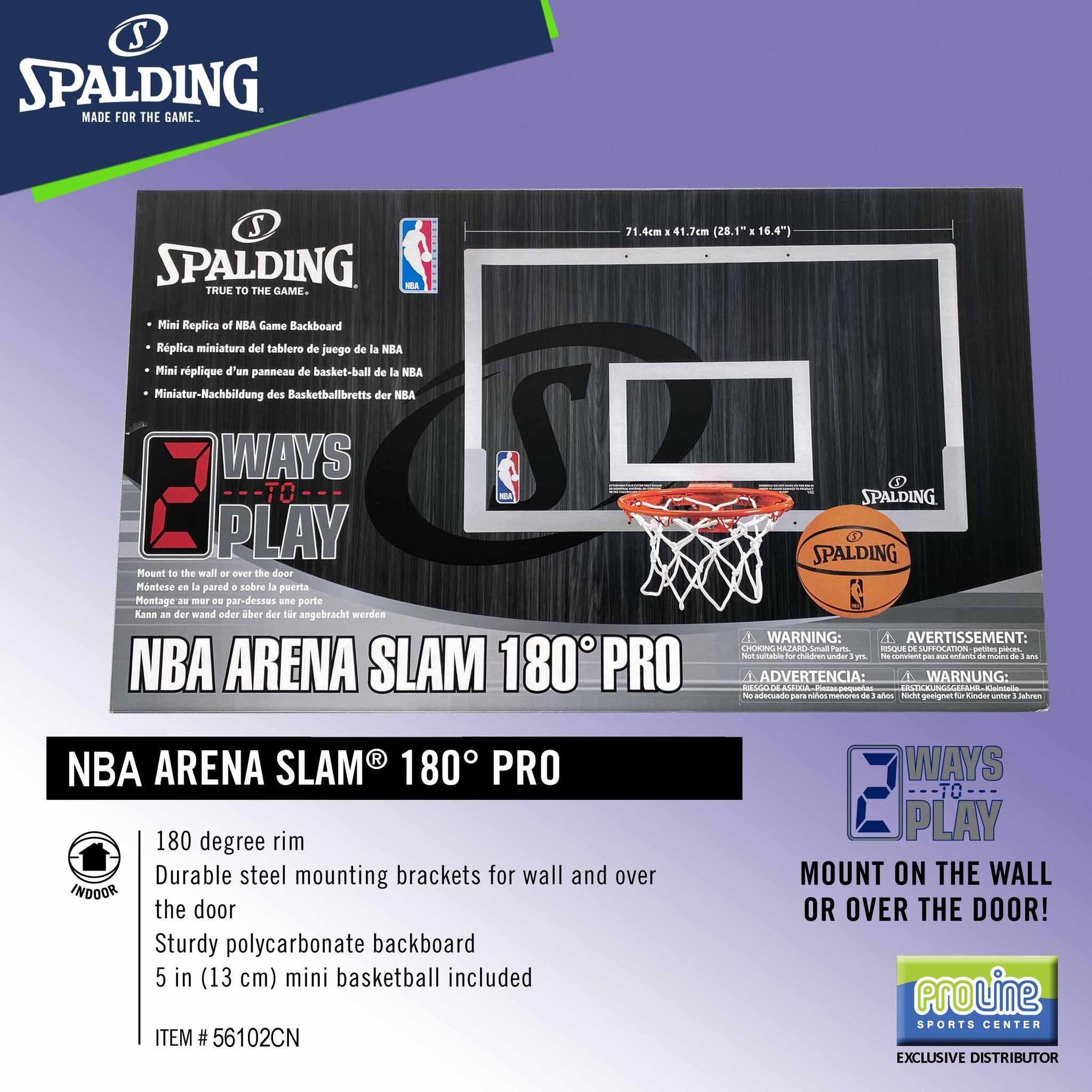 SPALDING NBA Arena Slam 180 Degrees Pro Backboard and Rim for Kids ...