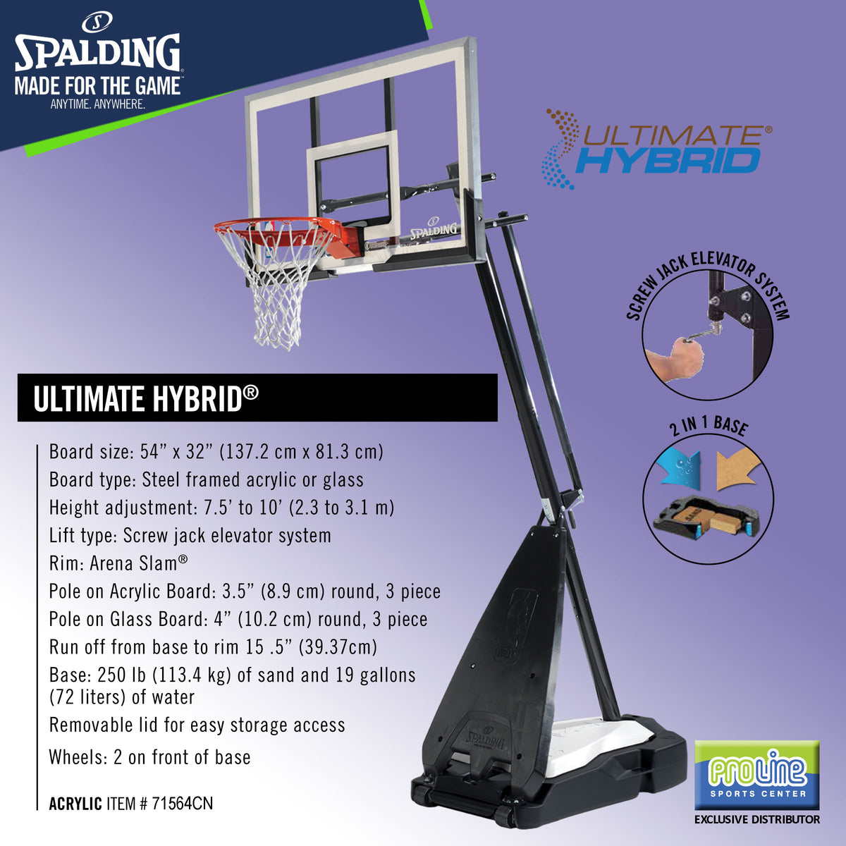 SPALDING Ultimate Hybrid Original Portable Backboard System (54" x 32 ...