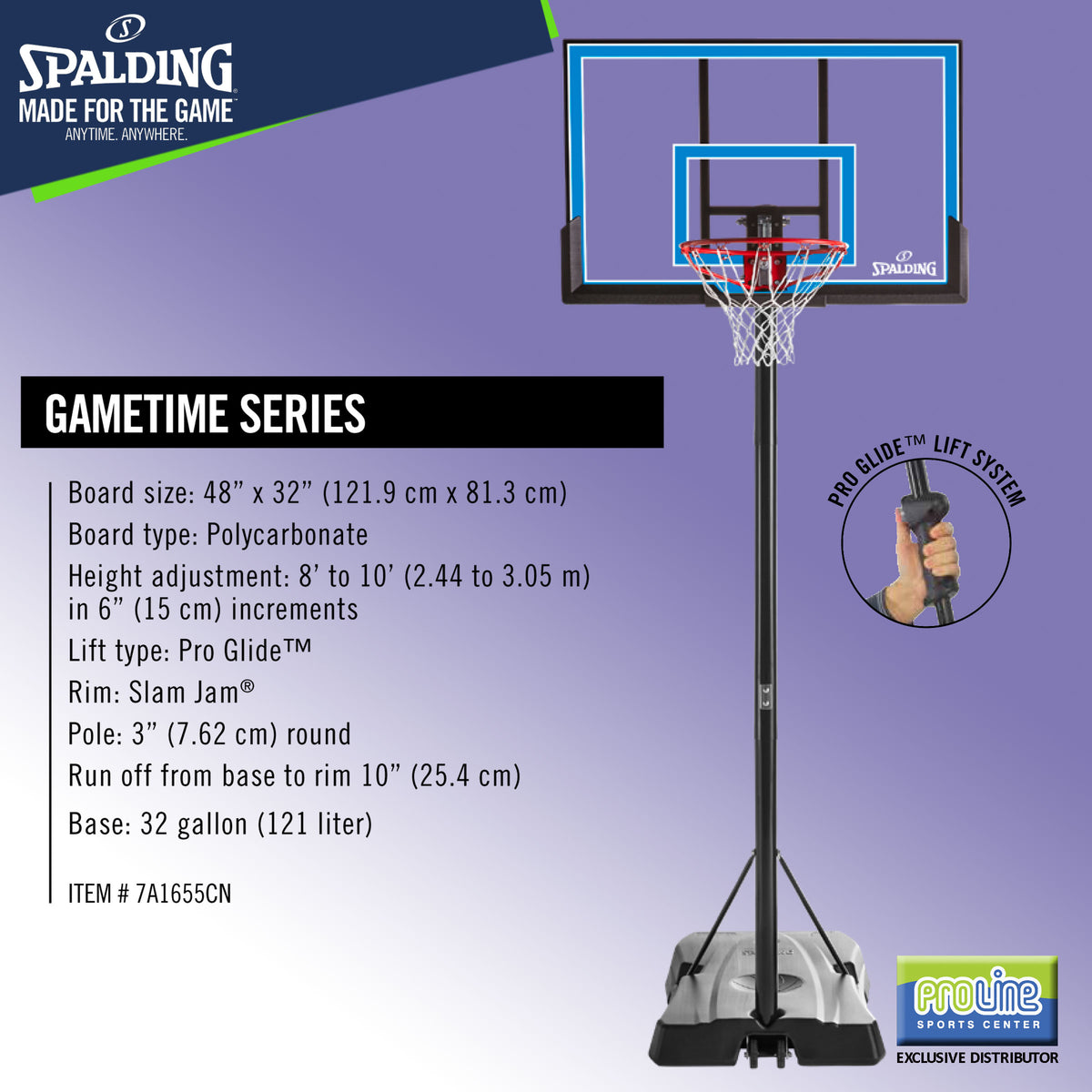 SPALDING Gametime Series Original Portable Backboard System (48" x 32 ...