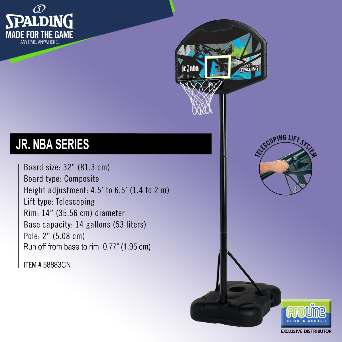 SPALDING Youth Portable Original Backboard System (32" Composite Fan-S ...